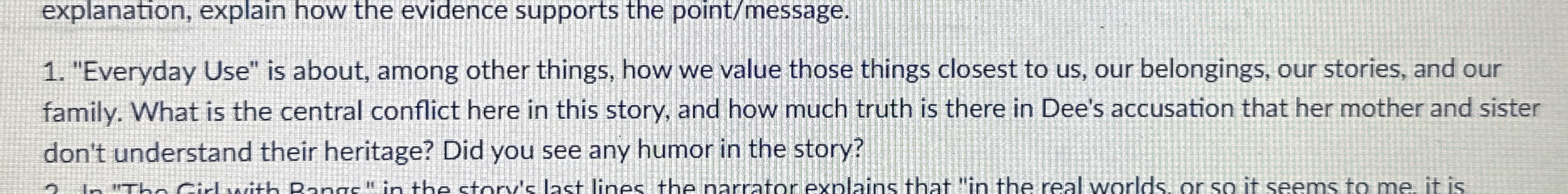 Solved explanation, explain how the evidence supports the | Chegg.com