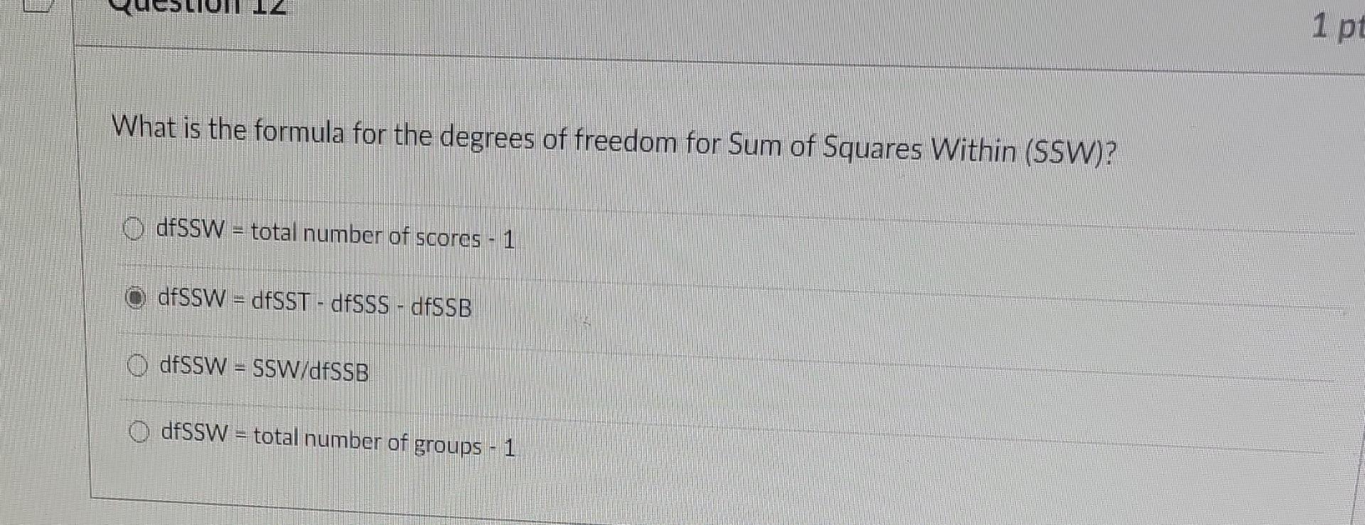 Solved What is the formula for the degrees of freedom for | Chegg.com