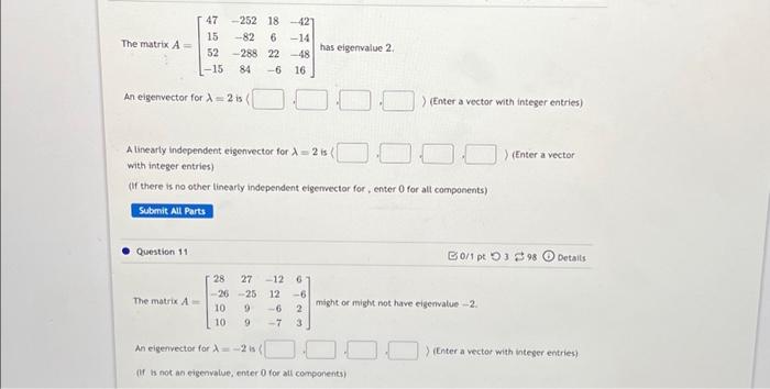 Solved The matrix | Chegg.com