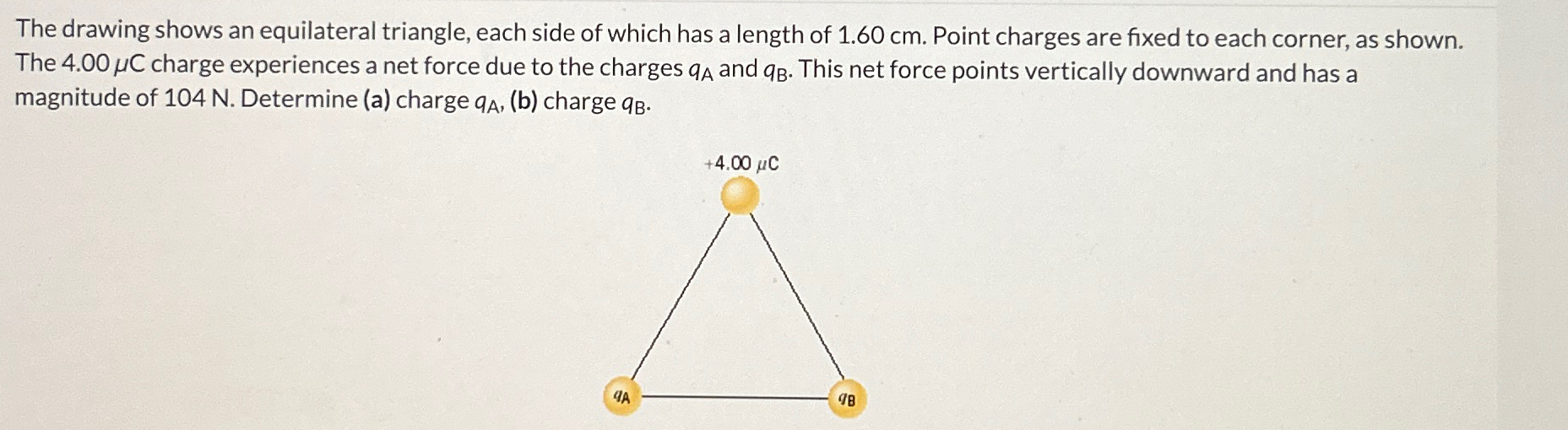 Solved The drawing shows an equilateral triangle, each side | Chegg.com