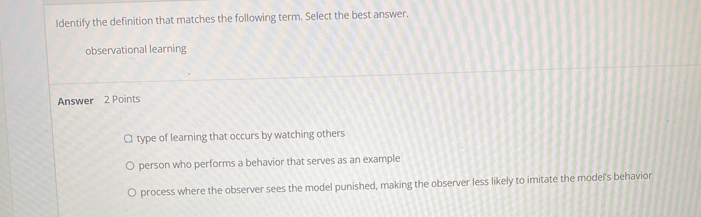 Solved Identify the definition that matches the following | Chegg.com