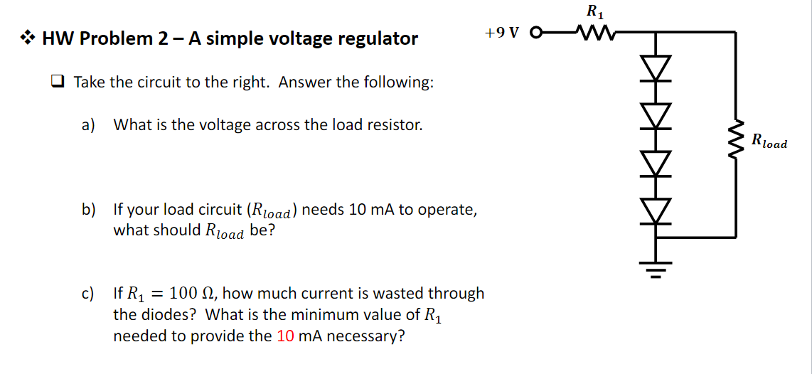 Solved & HW Problem 2 - ﻿A simple voltage regulatorc) ﻿If | Chegg.com
