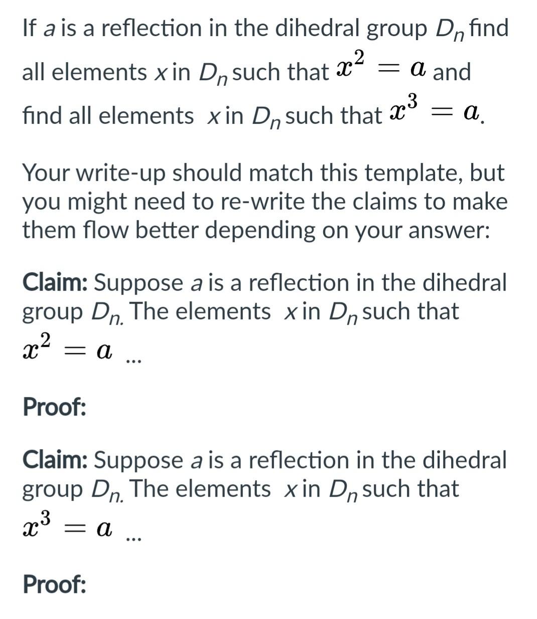 Solved all elements x in Dn such that x2=a and find all | Chegg.com