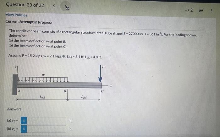 Solved The cantilever beam consists of a rectangular | Chegg.com