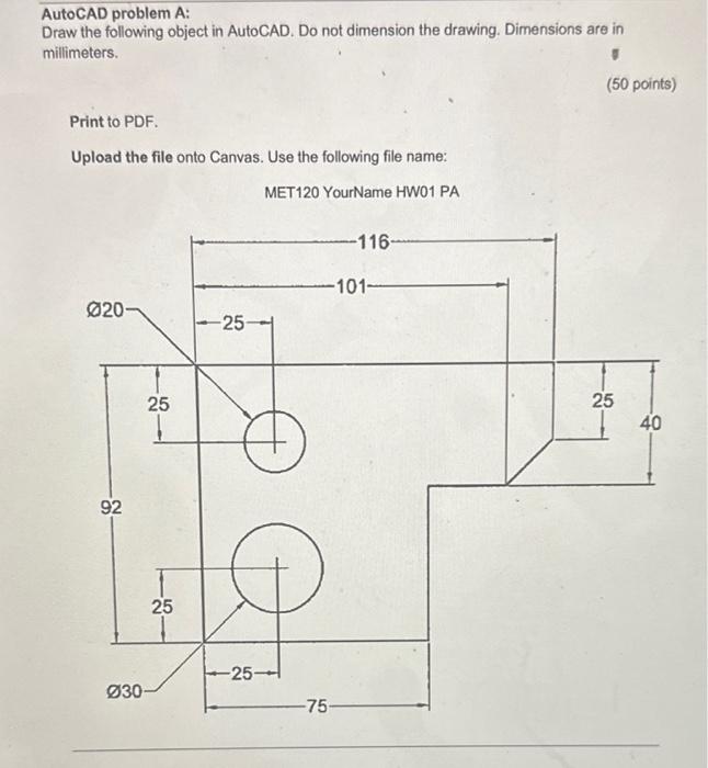 Draw the following object in AutoCad do not dimension | Chegg.com