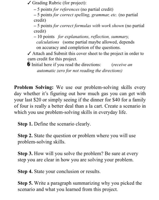Solved Grading Rubric (for project): -5 points for | Chegg.com
