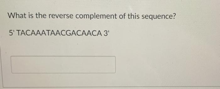 Solved What is the reverse complement of this sequence? 5' | Chegg.com
