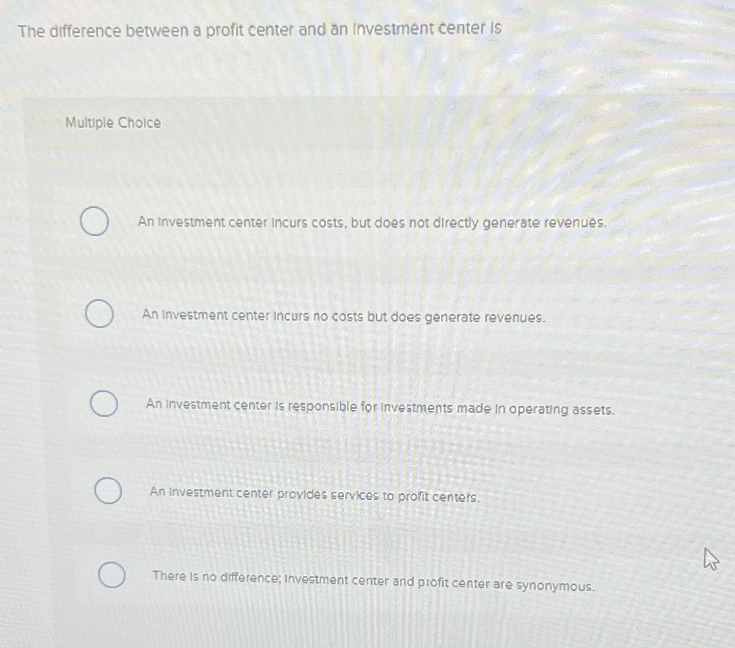 Solved The difference between a profit center and an | Chegg.com