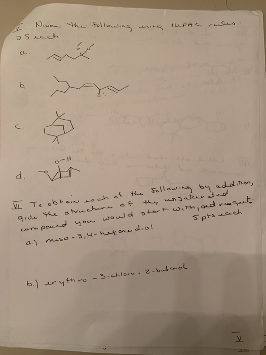 Solved the following using luPAC rules: í Name 25 each VI To | Chegg.com