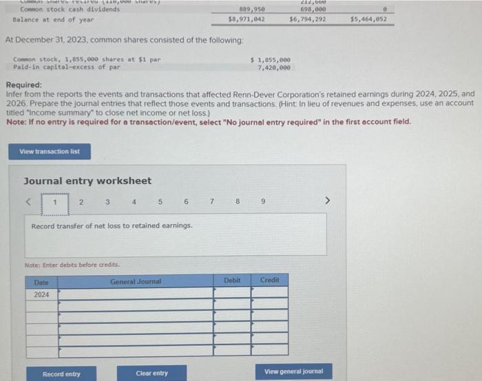 Solved Journal entries to be recorded:2024: Record transfer | Chegg.com