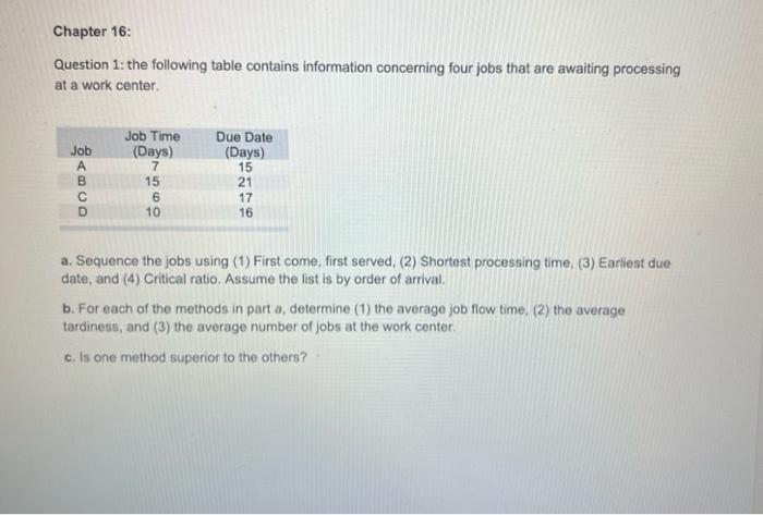 Solved Question 1: the following table contains information | Chegg.com