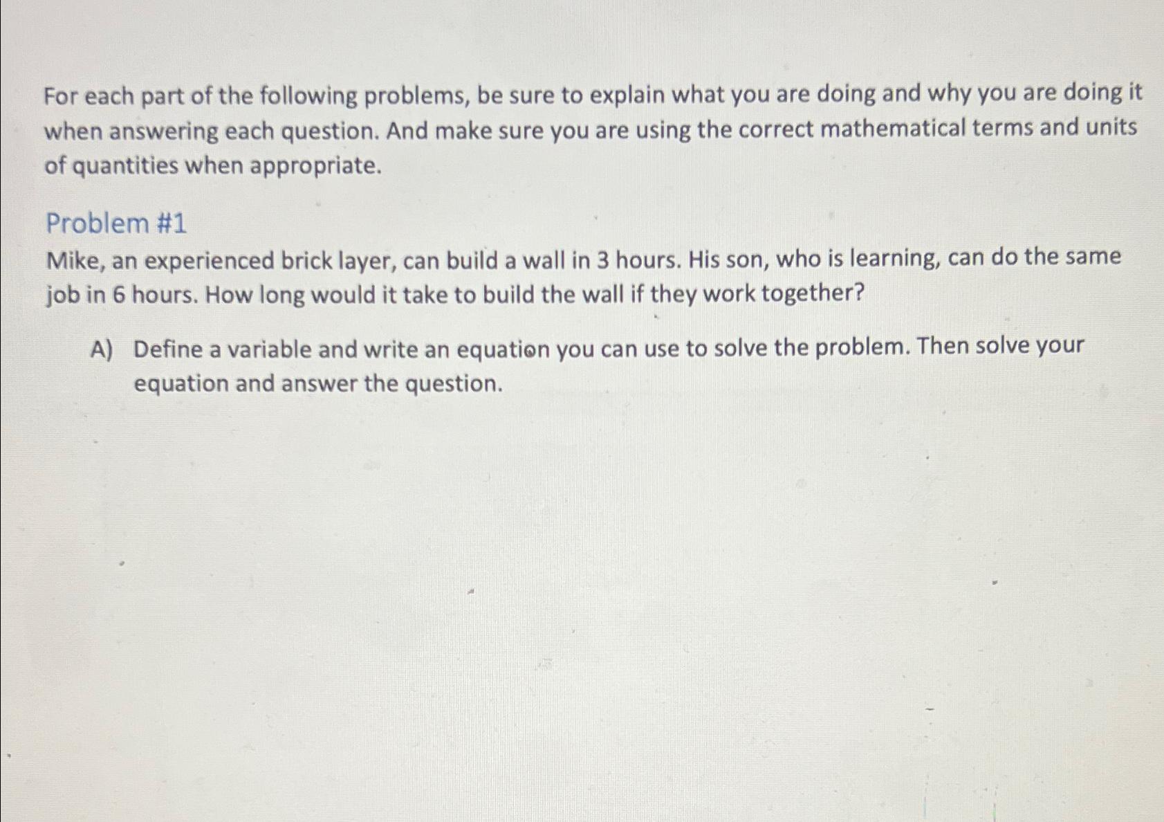 Solved For each part of the following problems, be sure to | Chegg.com