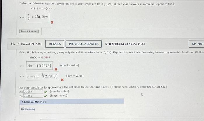 Solved Solve the following equation, giving the exact | Chegg.com