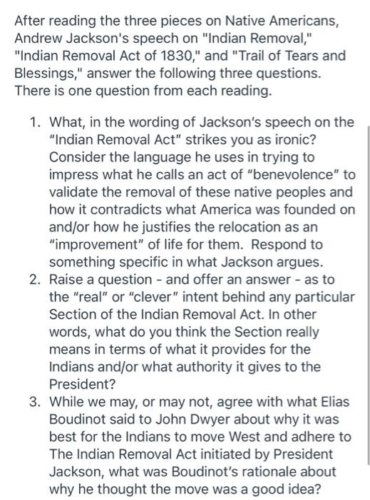Solved After reading the three pieces on Native Americans, | Chegg.com
