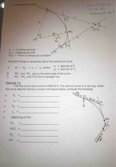 Solved 6. Compound Curves survey 2010 3-16-20 Homework #7 | Chegg.com