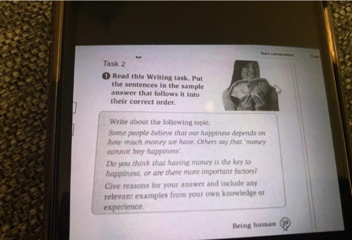 Solved Task 2 Read this Writing task. Put the sentences in | Chegg.com