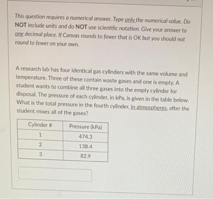 Solved This question requires a numerical answer. Type only | Chegg.com