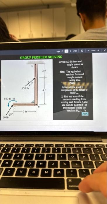 A 2D force and couple system as shown. Find the | Chegg.com