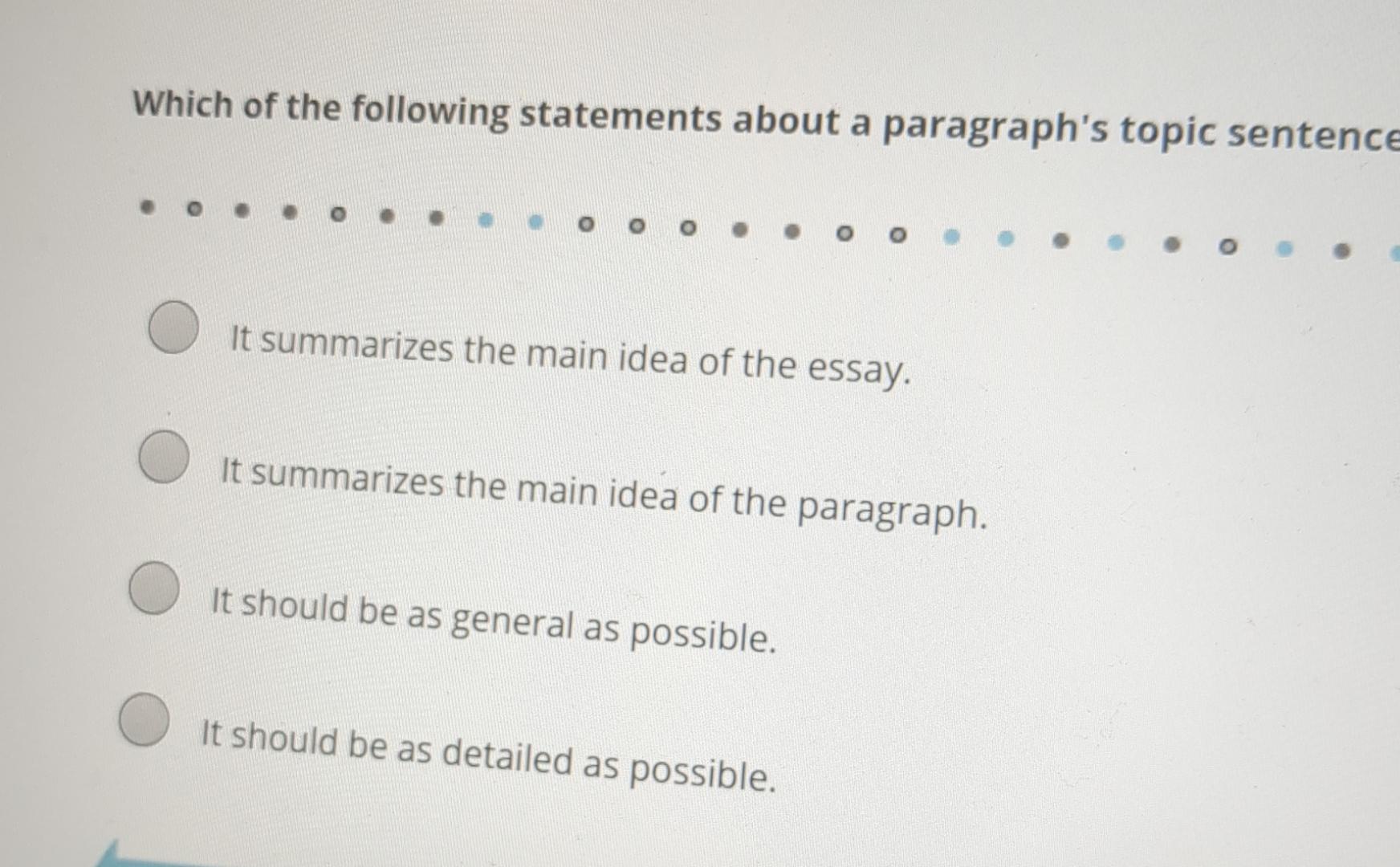 Solved Which of the following statements about a paragraph's | Chegg.com