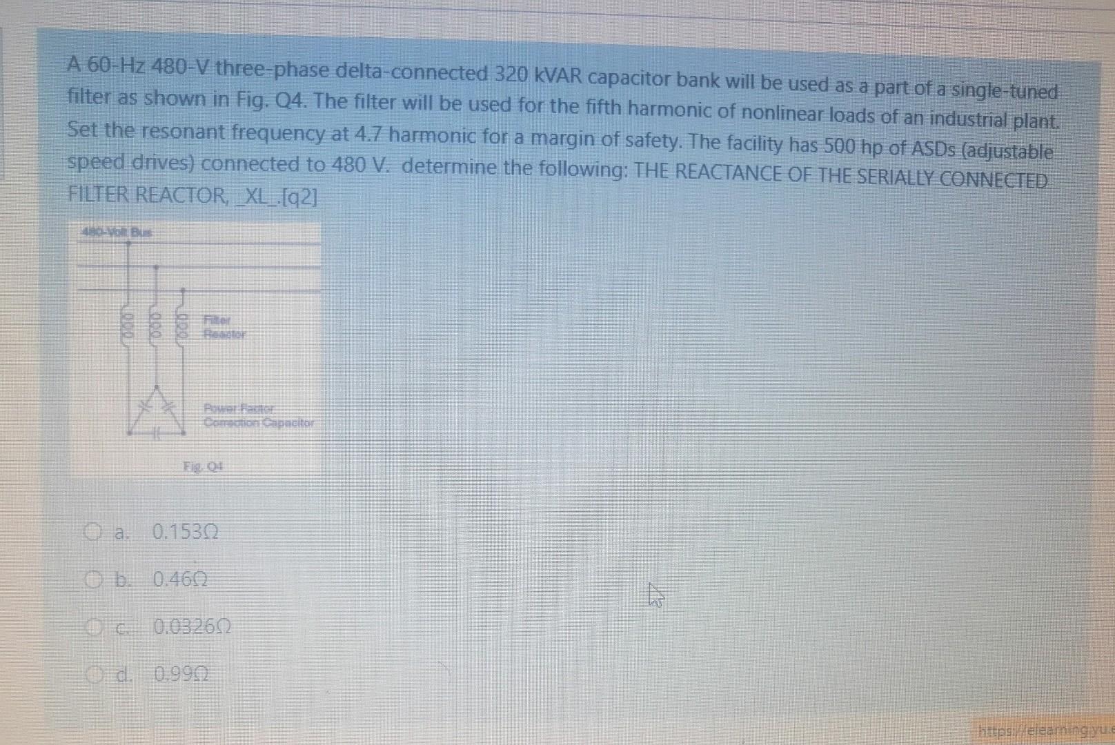 Solved A 60−Hz 480-V three-phase delta-connected 320kVAR | Chegg.com