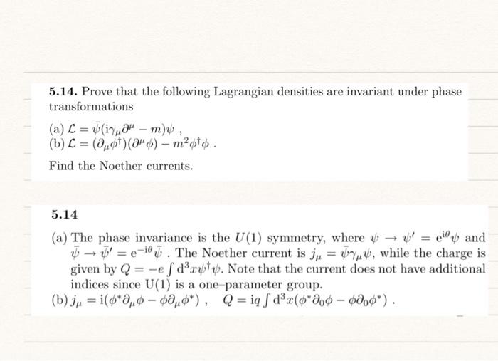 Solved 5.14. Prove that the following Lagrangian densities | Chegg.com