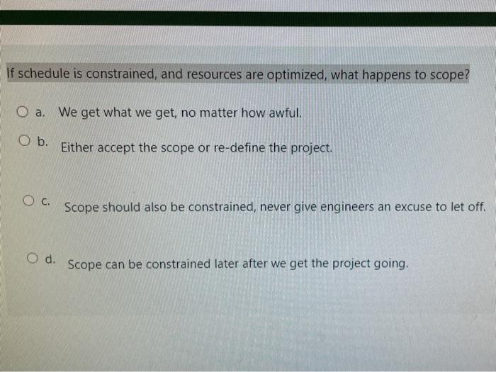 Solved If schedule is constrained, and resources are | Chegg.com