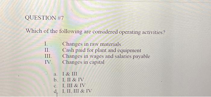 Solved Which of the following are considered operating | Chegg.com