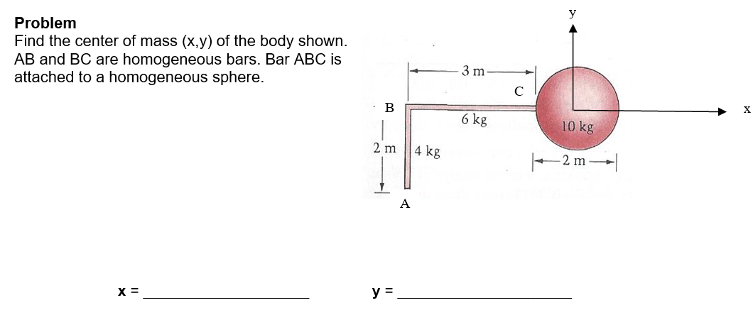 Solved ProblemFind the center of mass (x,y) ﻿of the body | Chegg.com