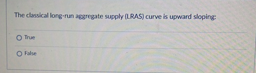 Solved The classical long-run aggregate supply (LRAS) ﻿curve | Chegg.com