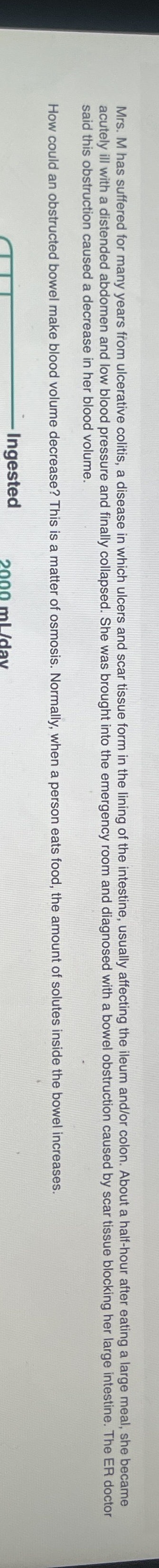 Solved said this obstruction caused a decrease in her blood | Chegg.com