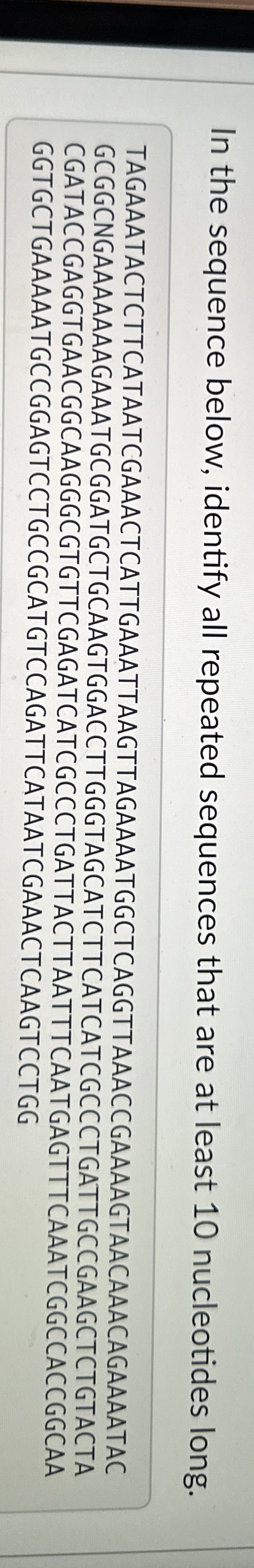 Solved In the sequence below, identify all repeated | Chegg.com