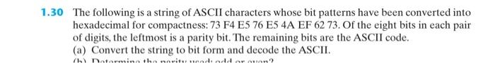 Solved 30 The following is a string of ASCII characters | Chegg.com