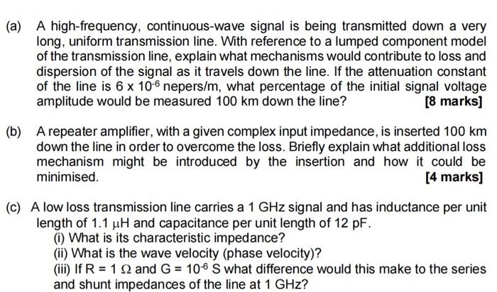 Solved (a) A high-frequency, continuous-wave signal is being | Chegg.com