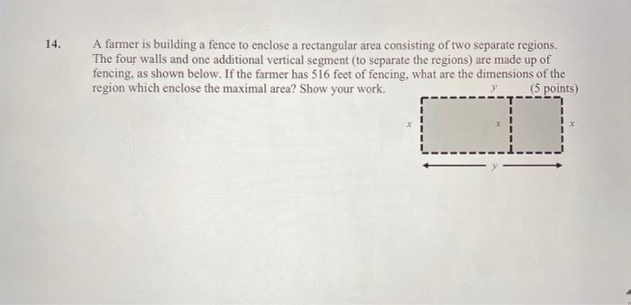 Solved A farmer is building a fence to enclose a rectangular | Chegg.com