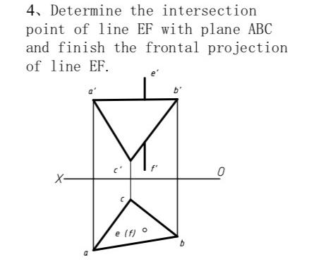 Solved 4. Determine the intersection point of line EF with | Chegg.com