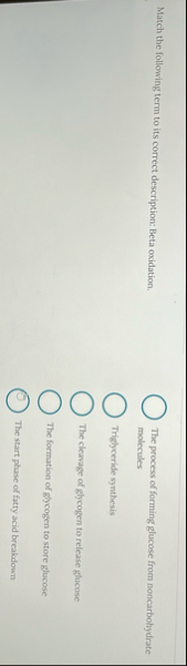 Solved Match the following term to its correct description: | Chegg.com