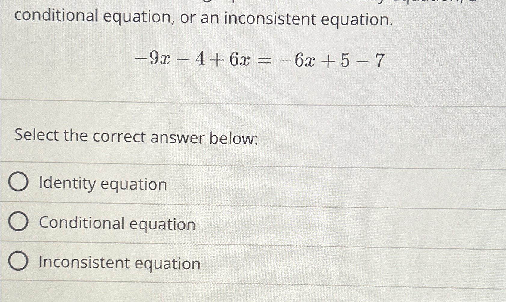 conditional equation, or an inconsistent | Chegg.com