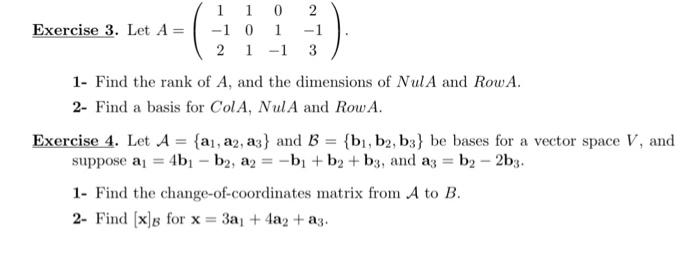 Solved Exercise 1. Find a basis and the dimension of the | Chegg.com