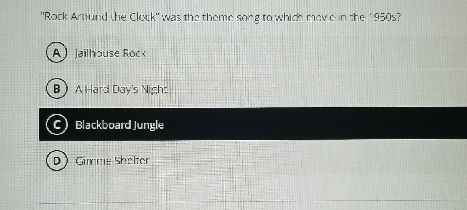 Solved "Rock Around the Clock" was the theme song to which | Chegg.com