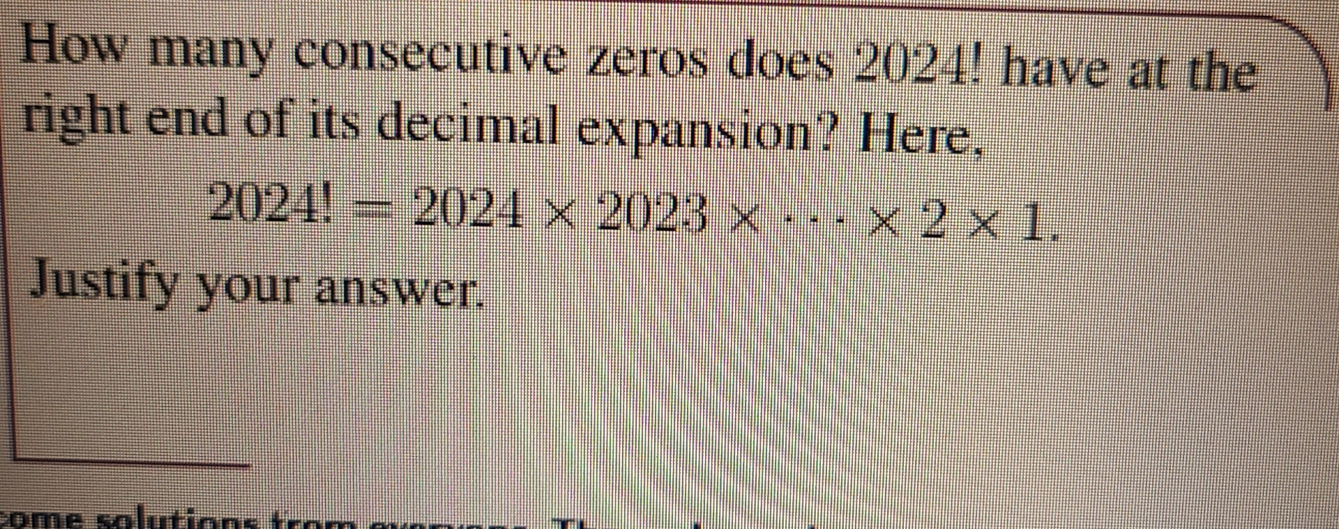 Solved How many consecutive zeros does 2024! ﻿have at the | Chegg.com