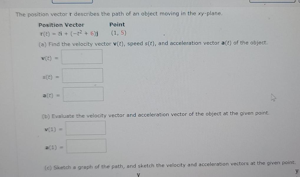Solved The position vector r describes the path of object | Chegg.com