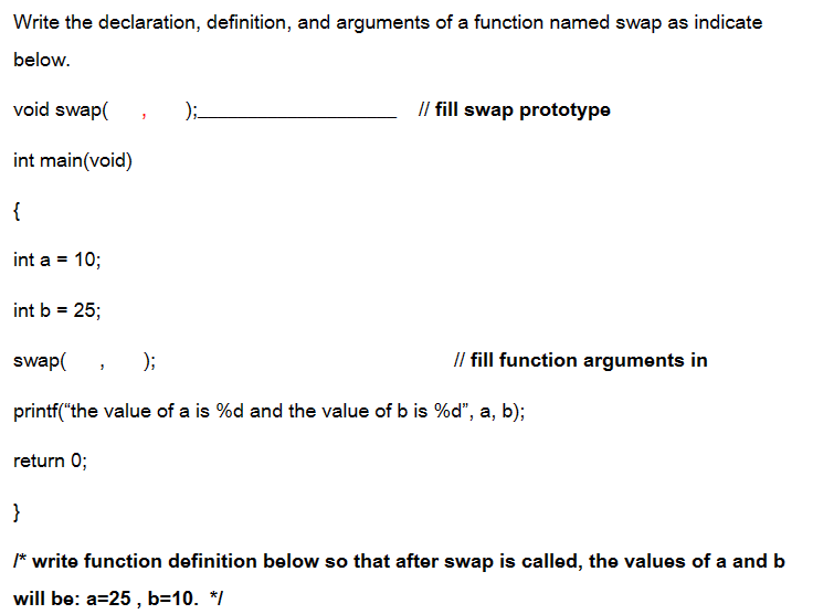 Solved Write the declaration, definition, and arguments of a | Chegg.com