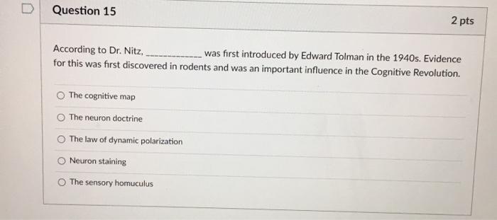 Solved Question 15 2 pts According to Dr. Nitz, was first | Chegg.com