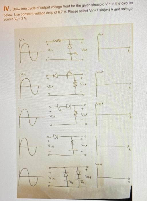 Solved WV. Draw one cycle of output voltage Vout for the | Chegg.com