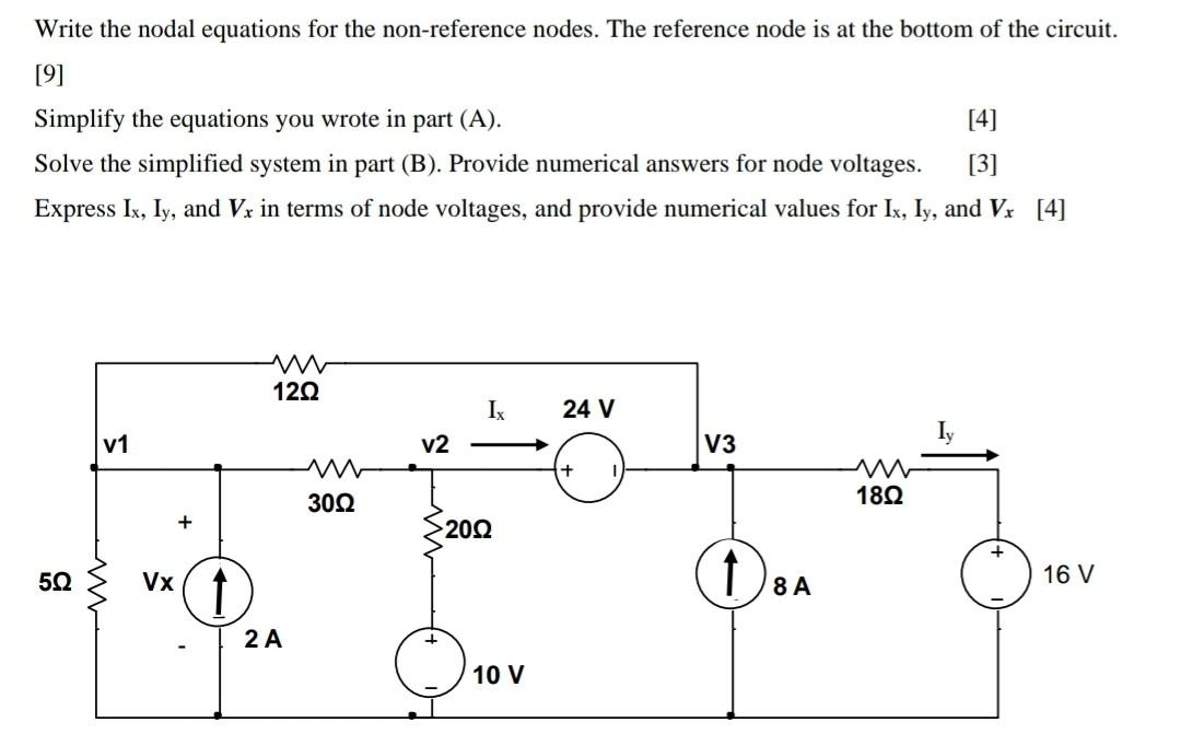 Solved Write the nodal equations for the non-reference | Chegg.com