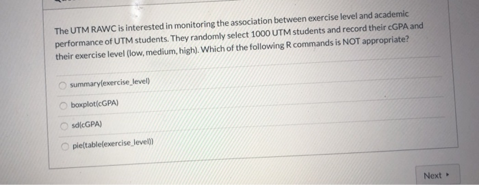 Solved The UTM RAWC is interested in monitoring the | Chegg.com