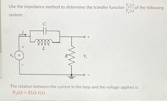 Solved V. (s) of the following Use the impedance method to | Chegg.com