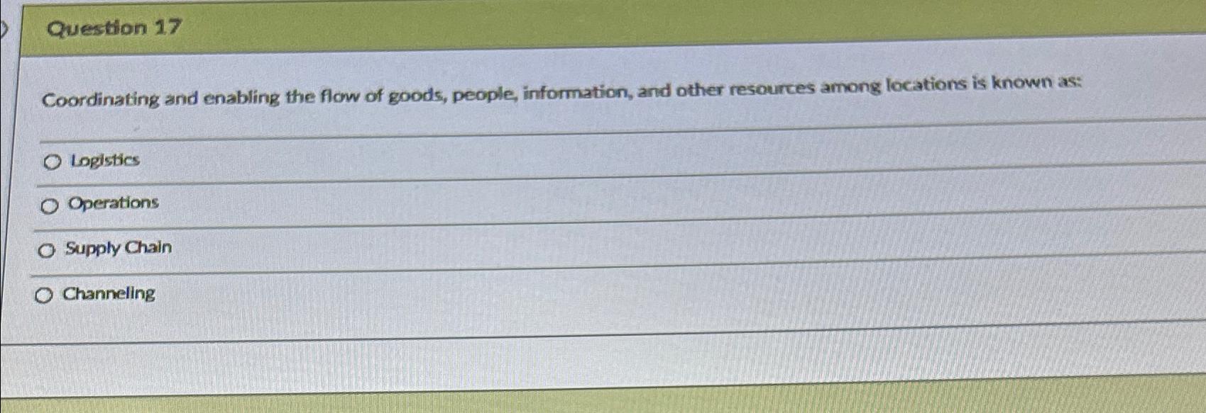 Solved Question 17Coordinating and enabling the flow of | Chegg.com