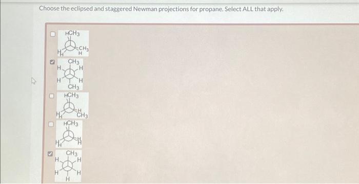 Solved Choose the eclipsed and staggered Newman projections | Chegg.com