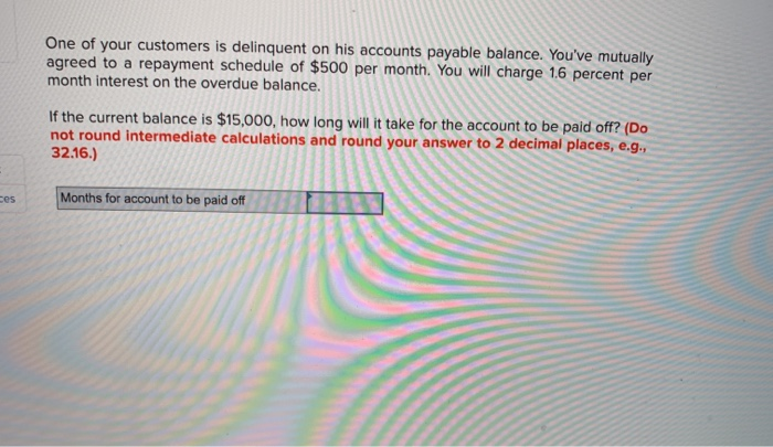 Solved One of your customers is delinquent on his accounts | Chegg.com